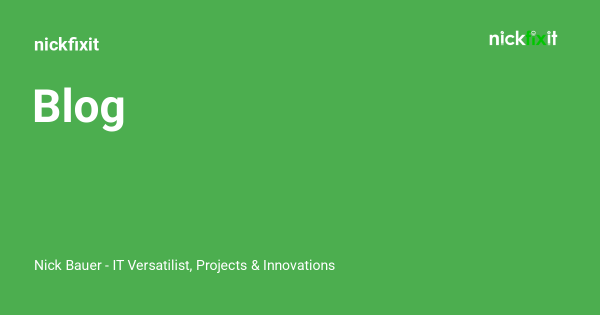 Blog - nickfixit